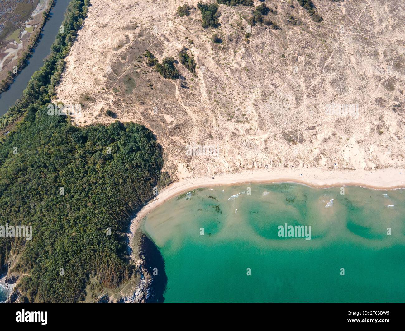 Amazing Aerial view of Arkutino beach, Burgas Region, Bulgaria Stock ...