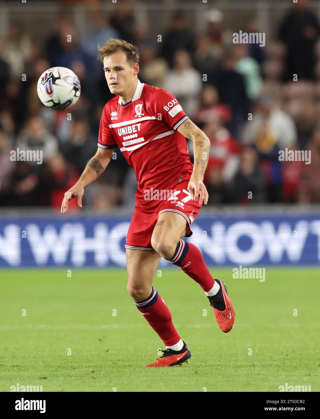 Lukas Engel of Middlesbrough in action during the Sky Bet Championship ...