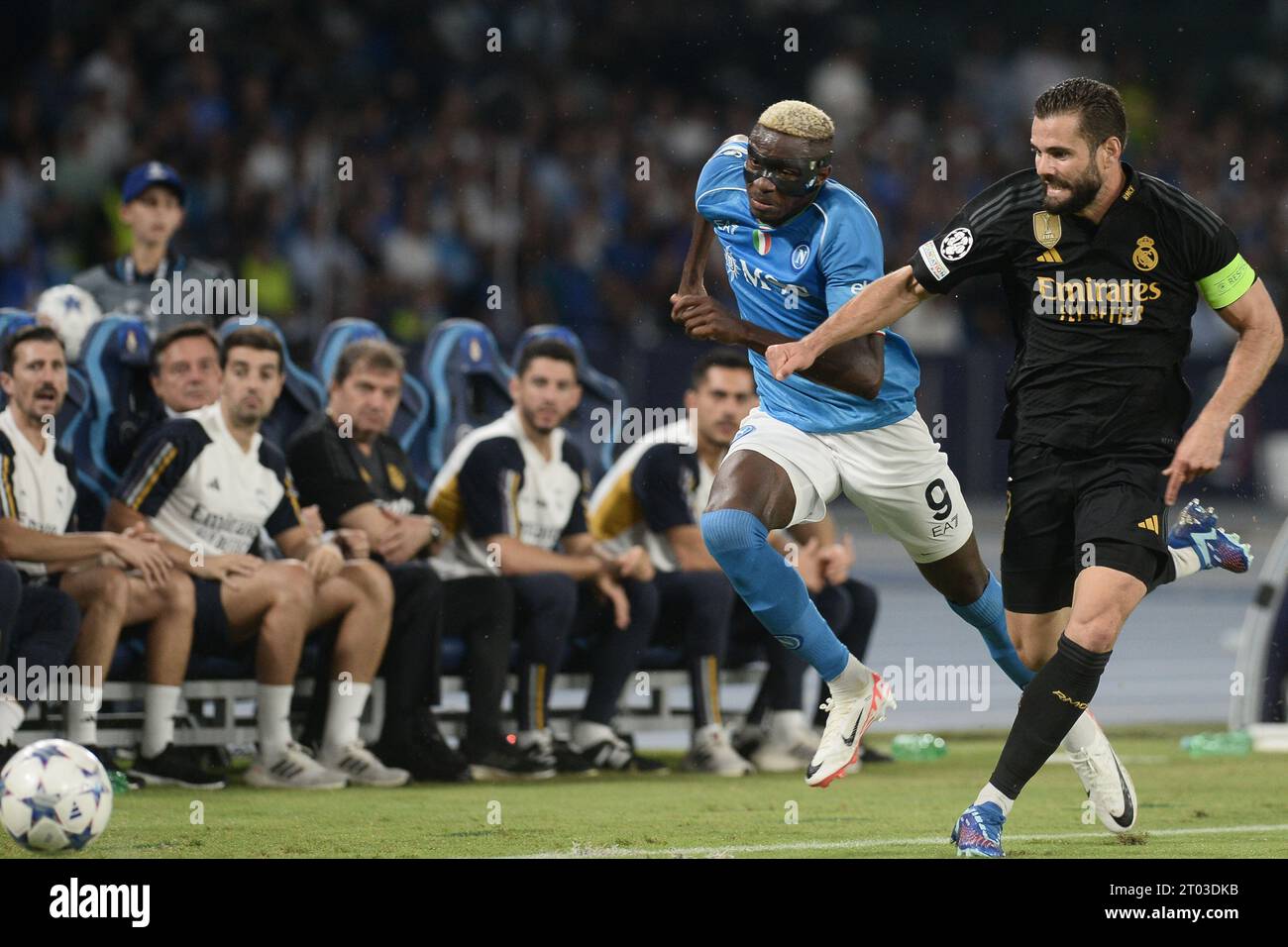 Naples, Italy. 03rd Oct, 2023. Victor Osimen of SSC Napoli competes for ...
