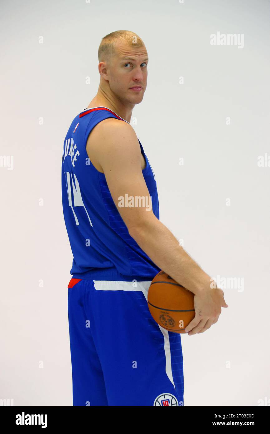 LA Clippers center Mason Plumee (44) poses during media day at the ...