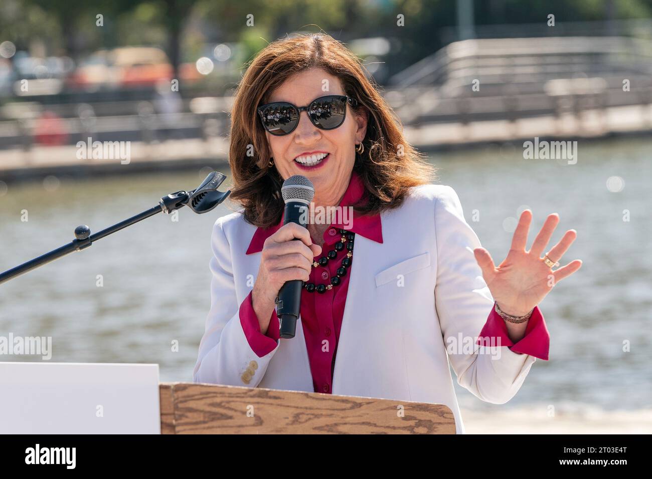 New York, USA. 02nd Oct, 2023. Governor Kathy Hochul speaks during the ...