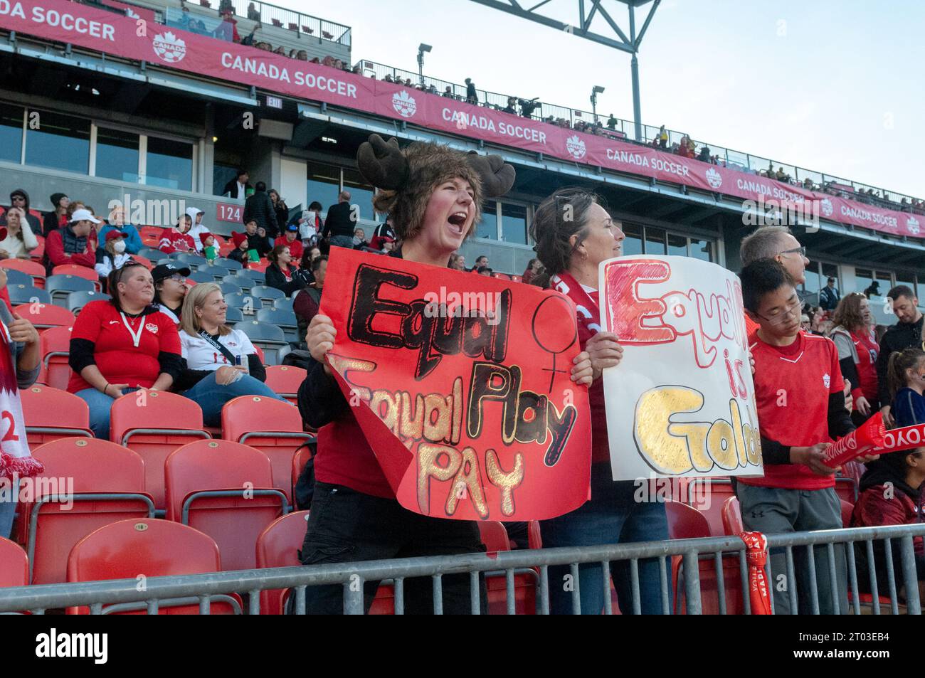 Toronto, ON, Canada - September 26, 2023: Canadian fans with the ...