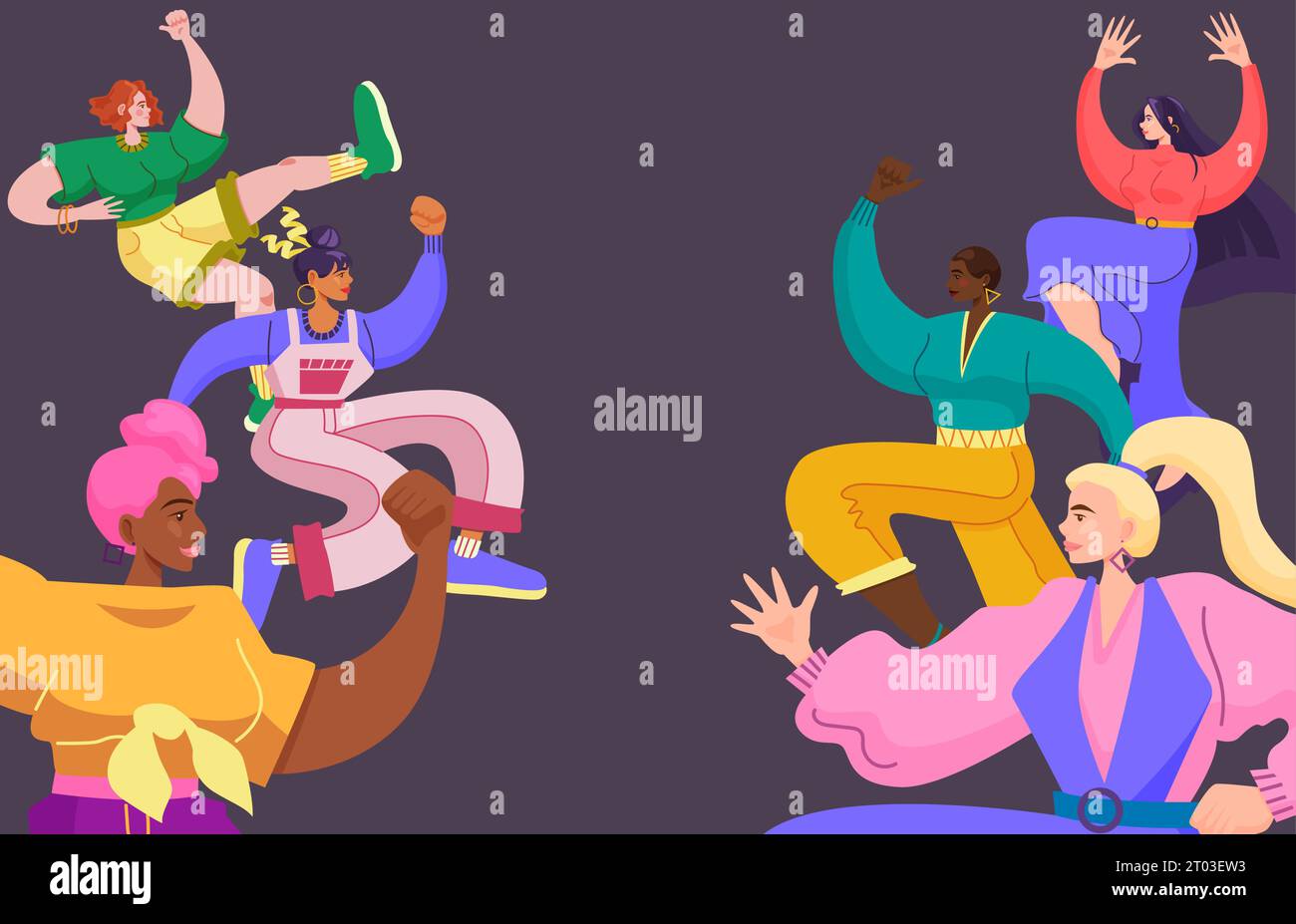 Girl power and feminist movement concept. Happy women international ...