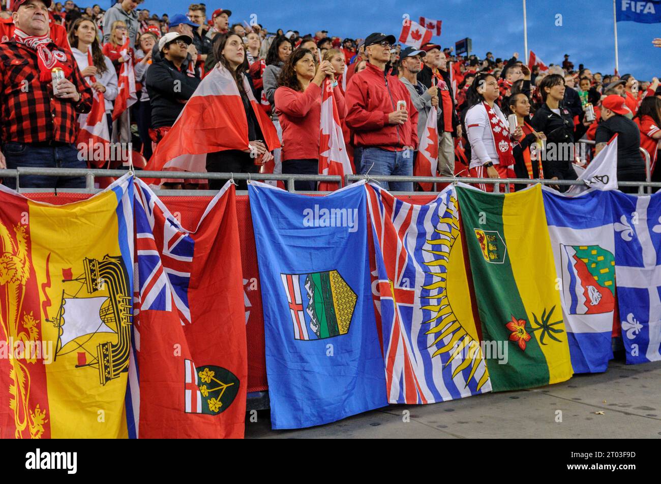 Toronto, ON, Canada - September 26, 2023: Flags of Canadian provinces ...