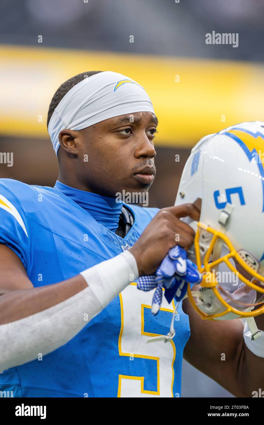 Los Angeles Chargers wide receiver Joshua Palmer (5) before playing ...