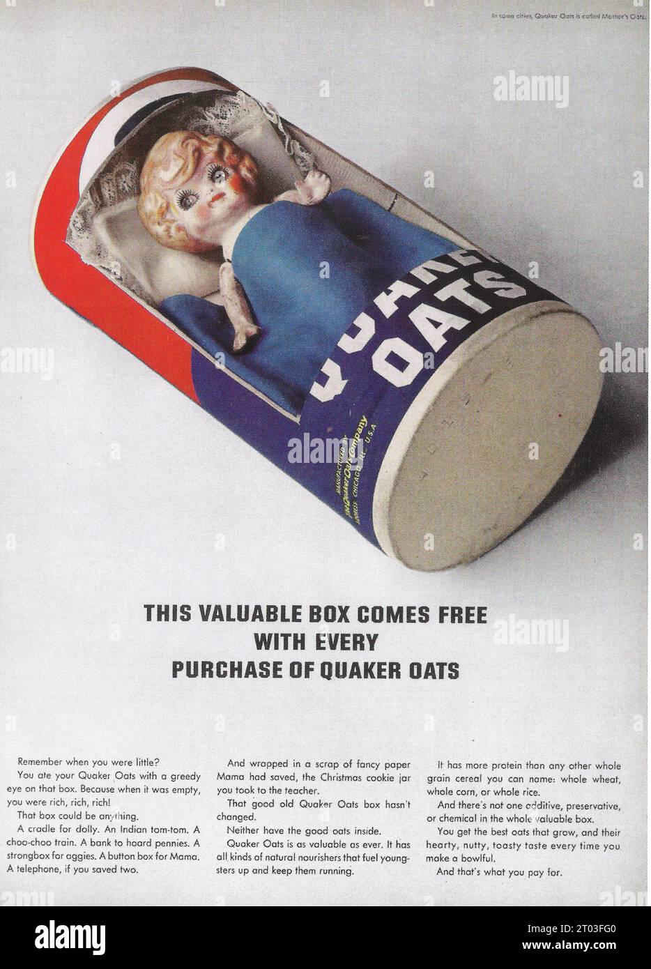 Quaker oats advert, 1965 Stock Photo - Alamy