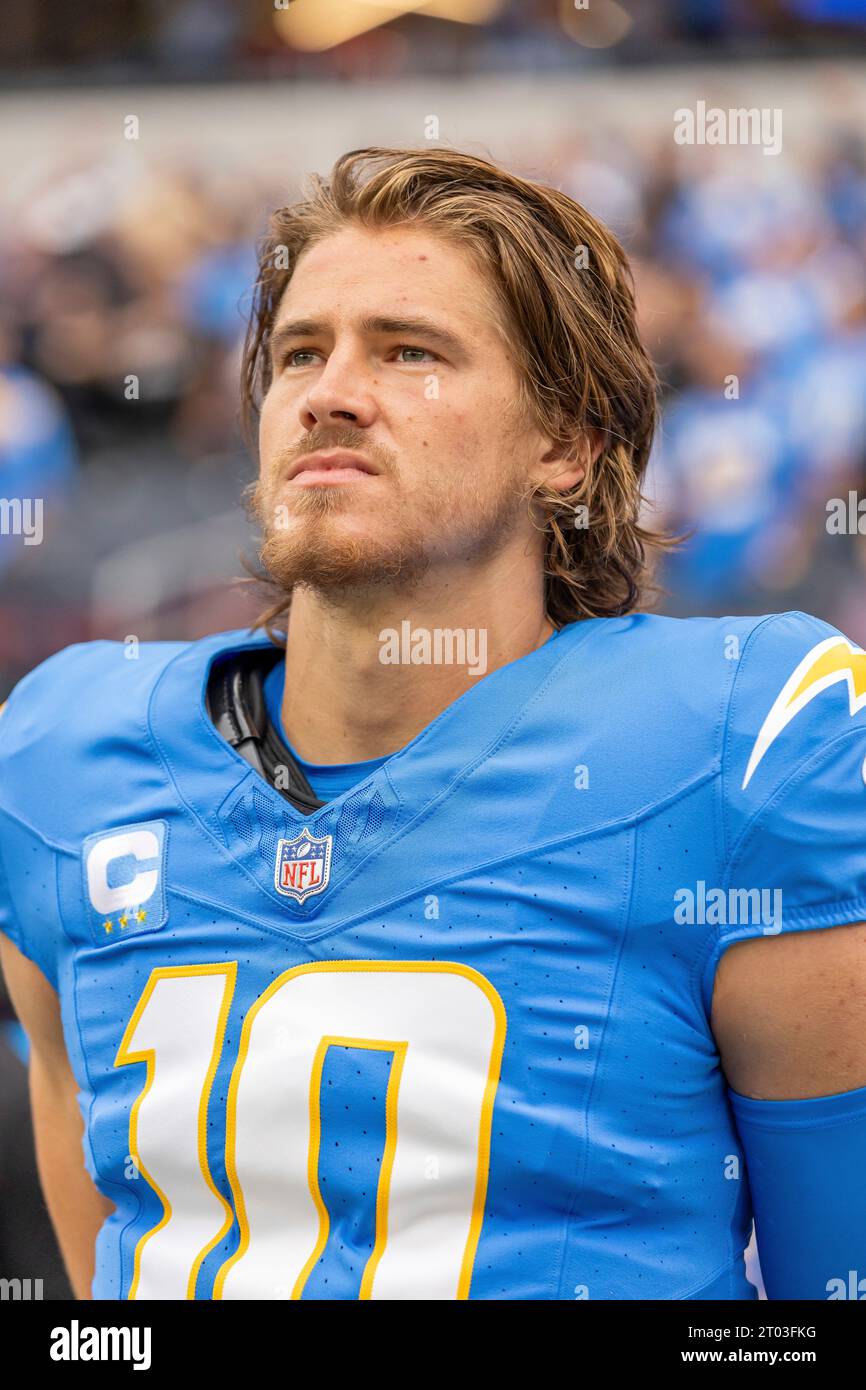 Los Angeles Chargers quarterback Justin Herbert (10) stands for the ...