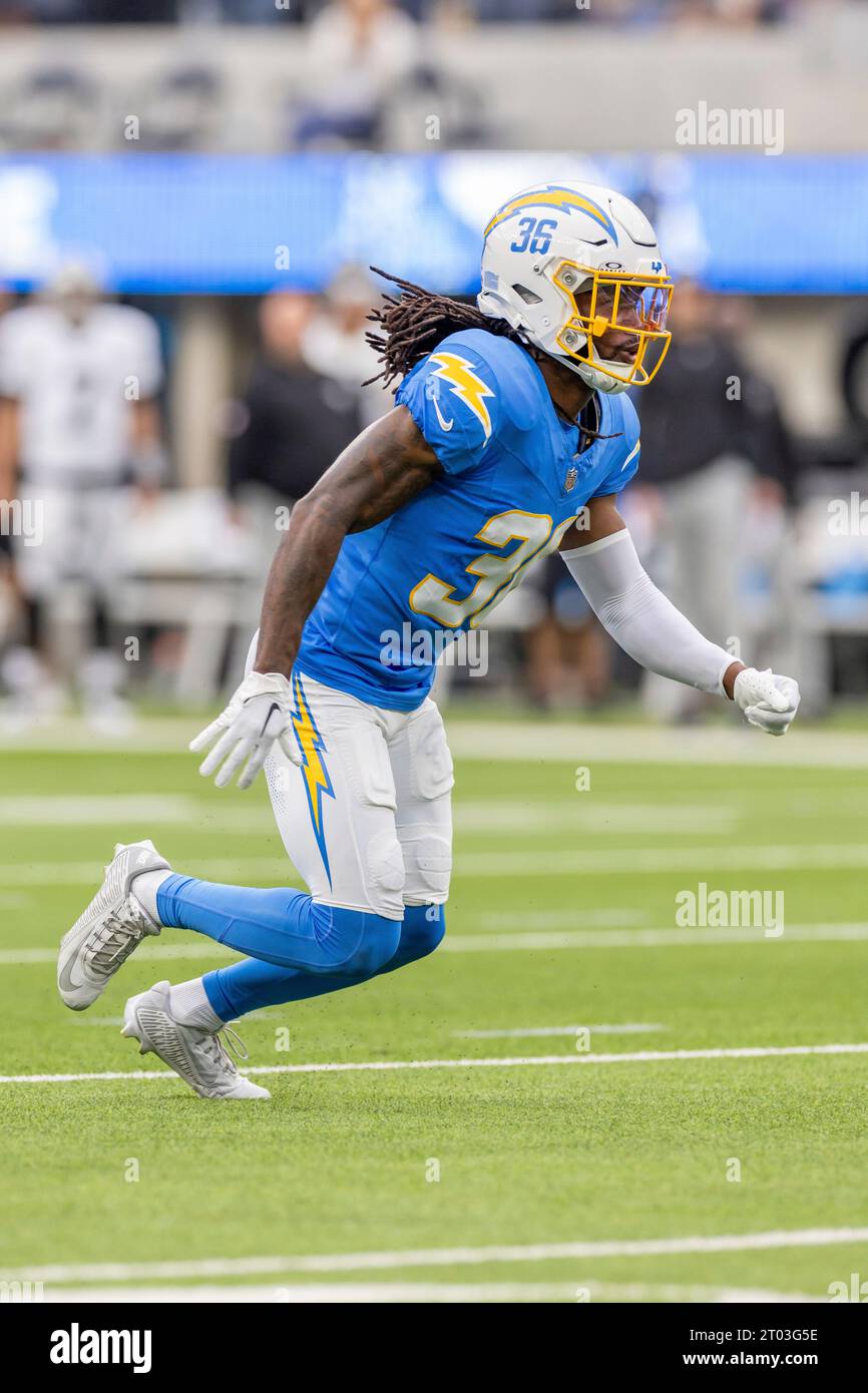 Los Angeles Chargers defensive back Ja'Sir Taylor (36) against the Las ...