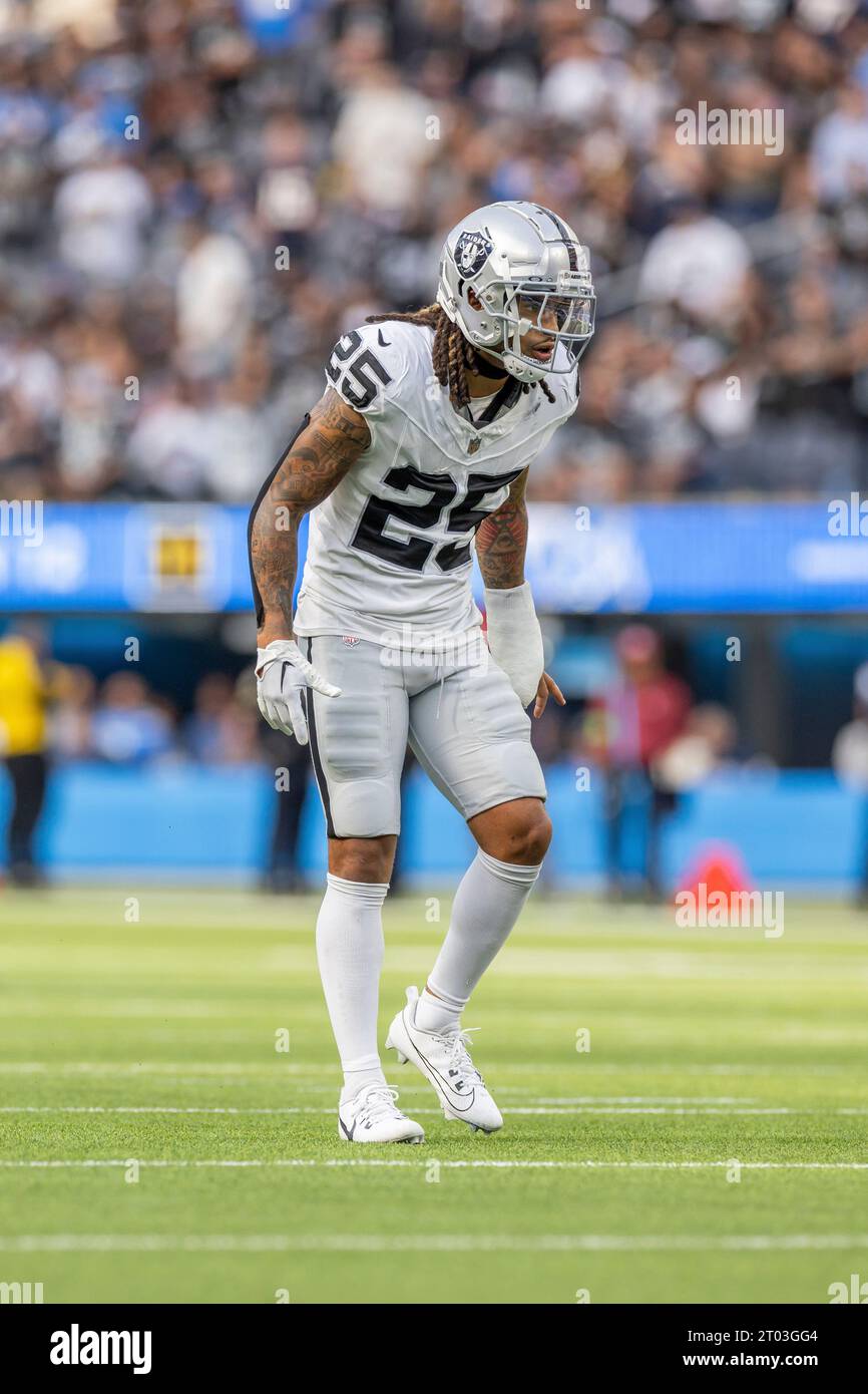 Las Vegas Raiders safety Trevor Moehrig (25) against the Los Angeles ...