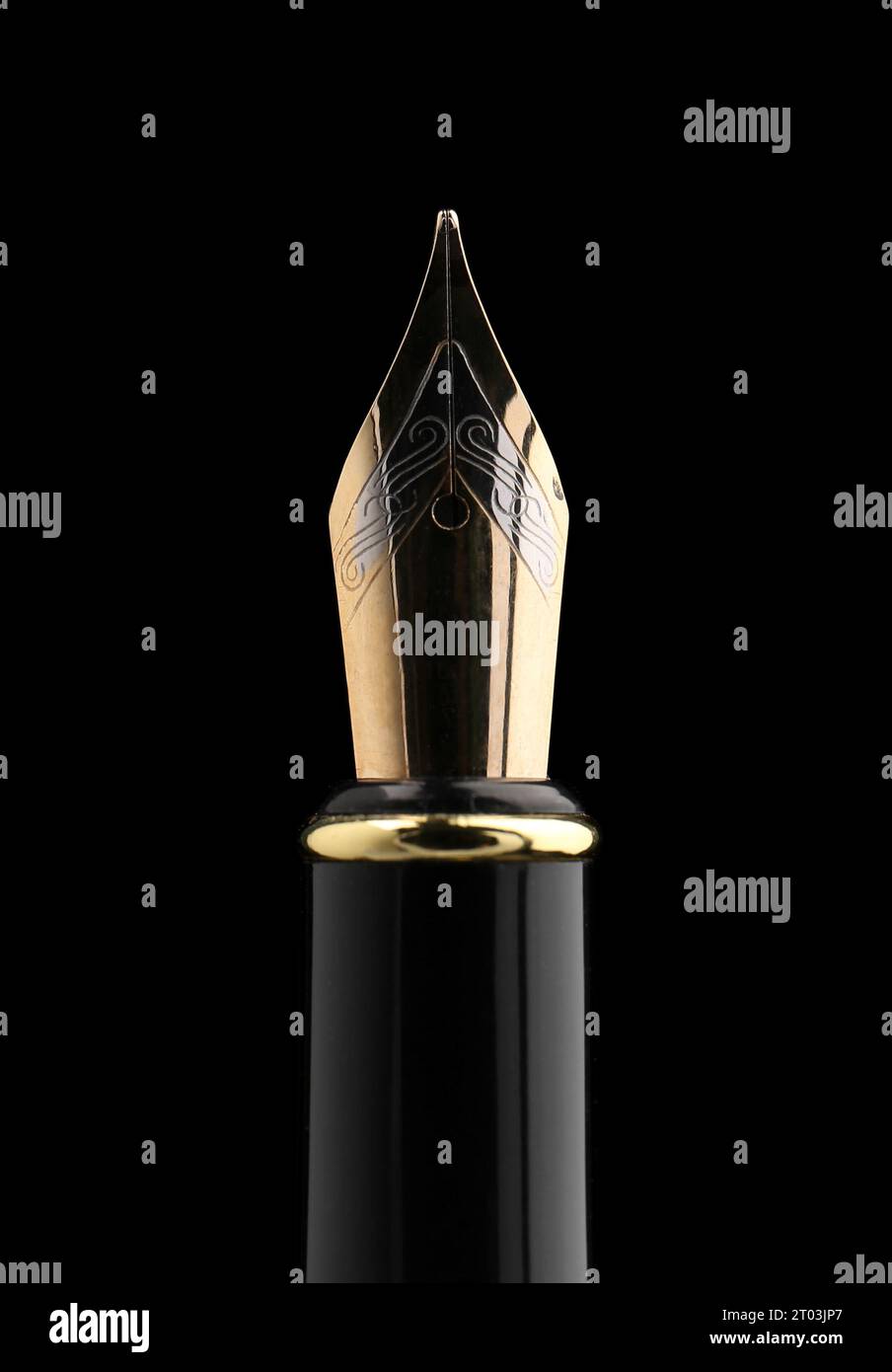 Stylish fountain pen on black background, closeup Stock Photo - Alamy