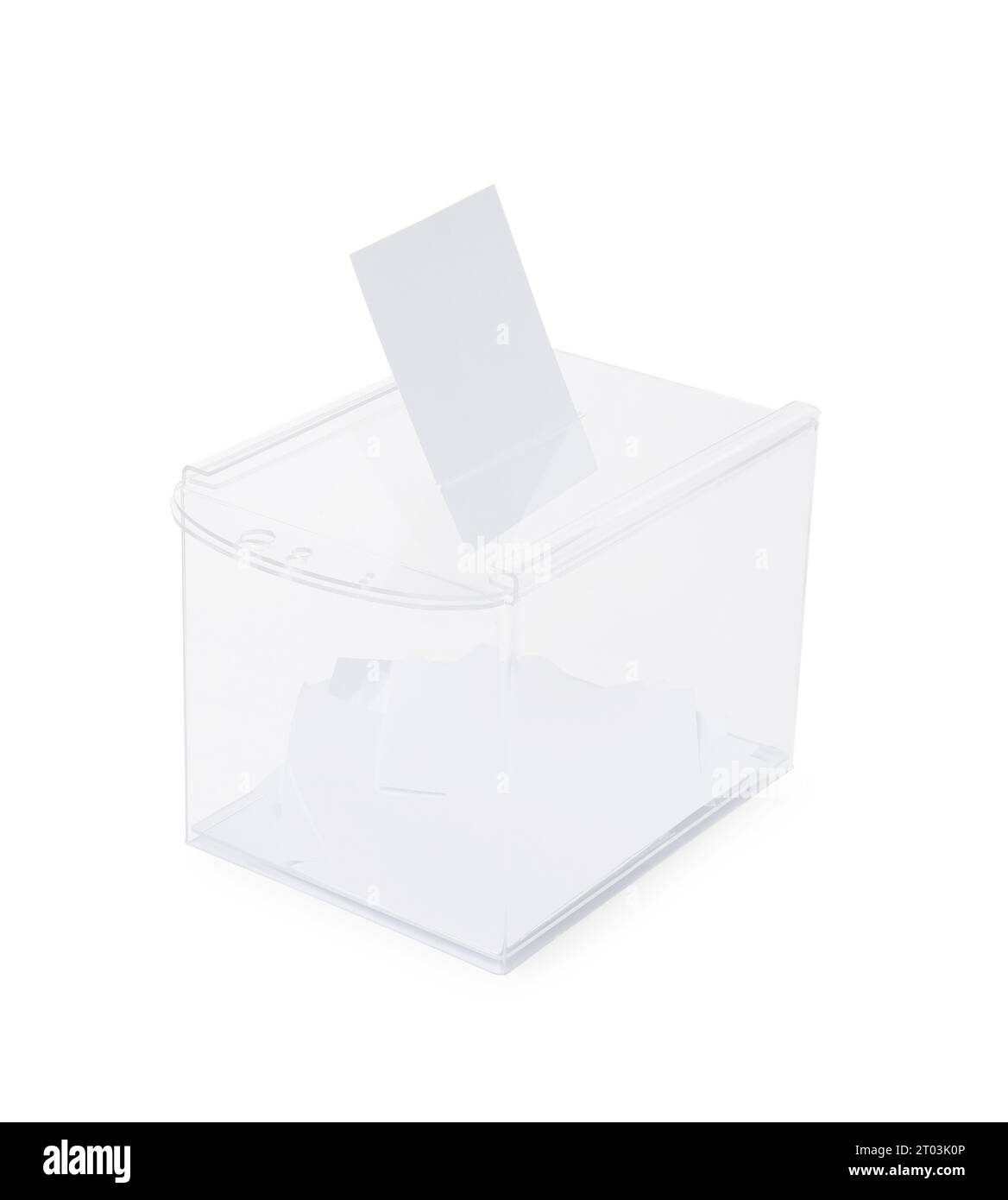 Transparent ballot box with vote isolated on white Stock Photo - Alamy