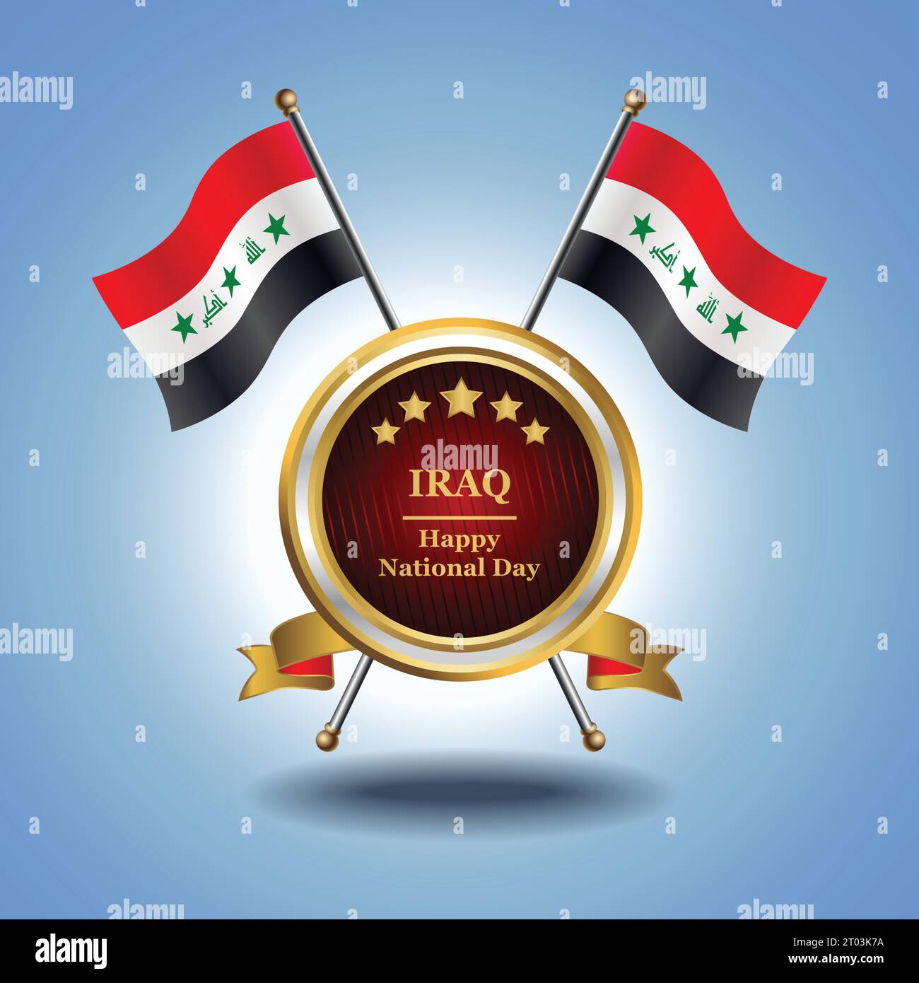 Small National flag of Iraq on Circle With garadasi blue background ...