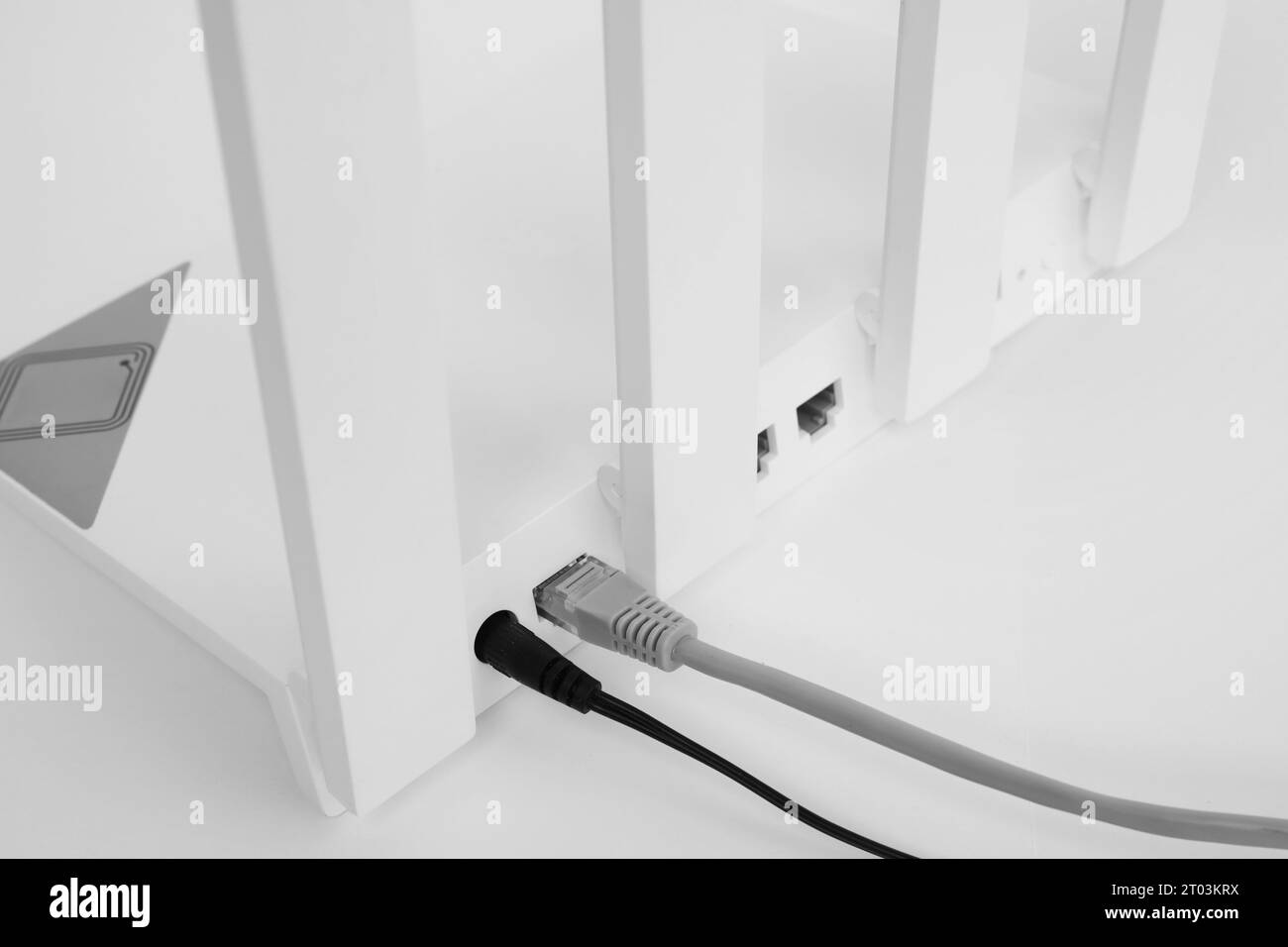 One modern Wi-Fi router on white background, closeup Stock Photo - Alamy