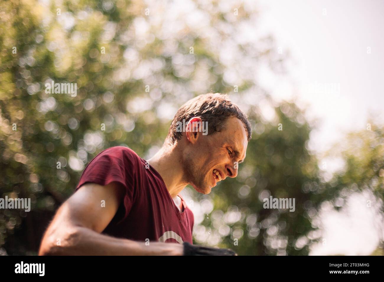 Portrait tired man gardening hi-res stock photography and images - Alamy