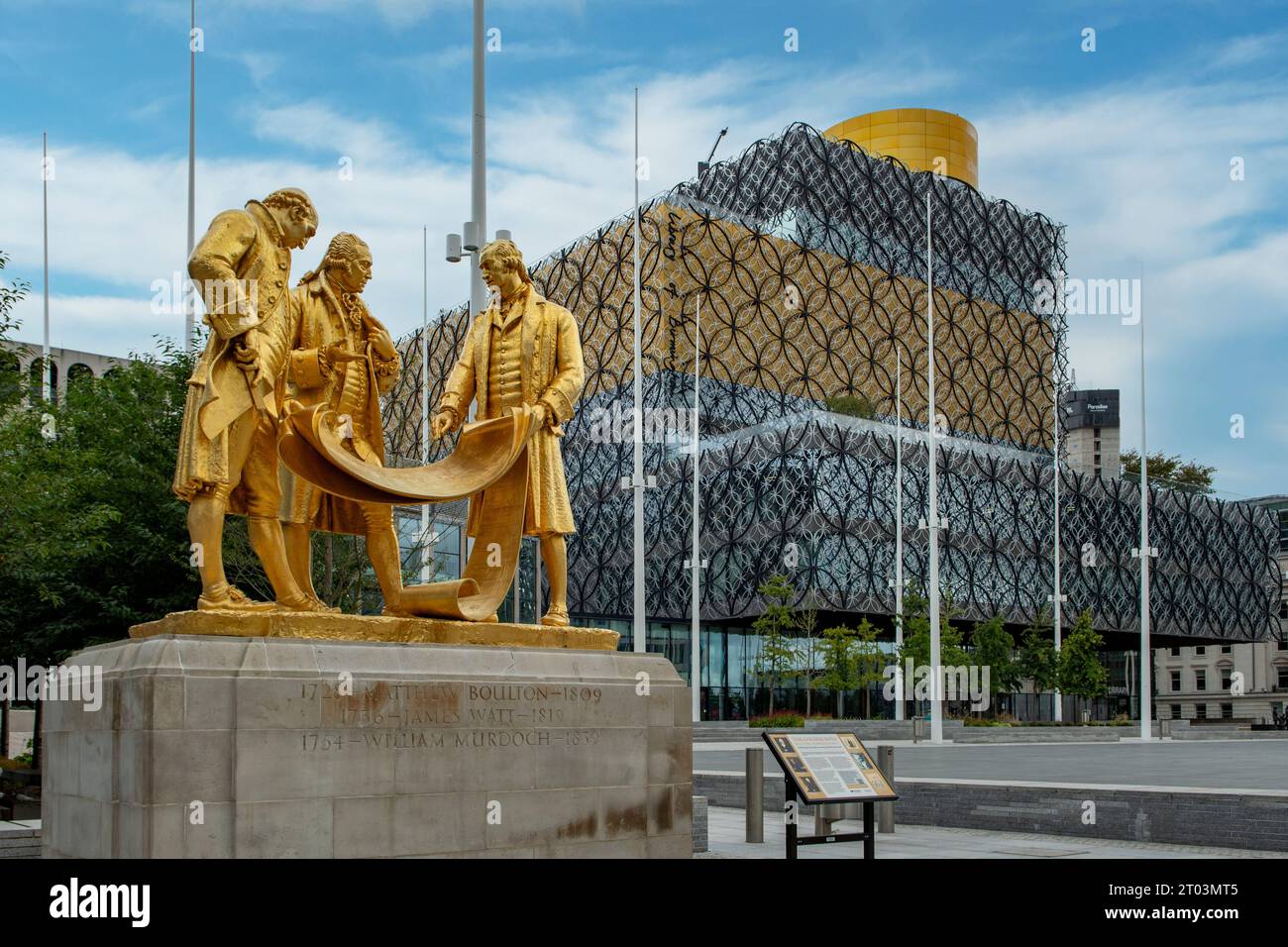 Boulton, Watt and Murdoch Statue and the Library, Birmingham ...