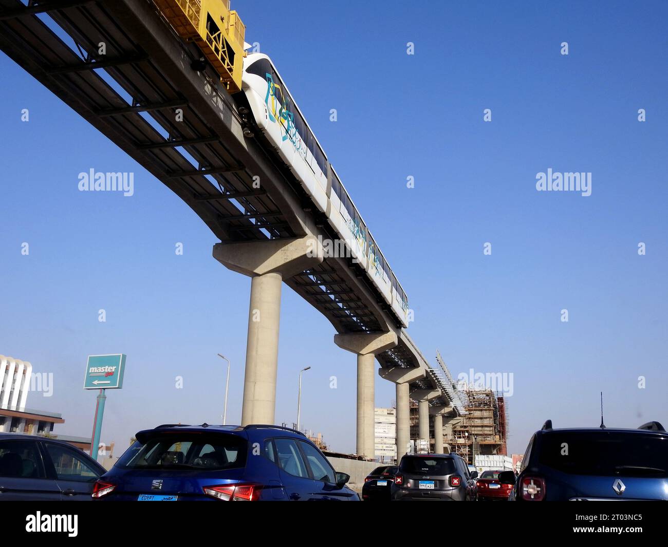 Cairo, Egypt, September 29 2023: installation of Egypt monorail vehicle ...