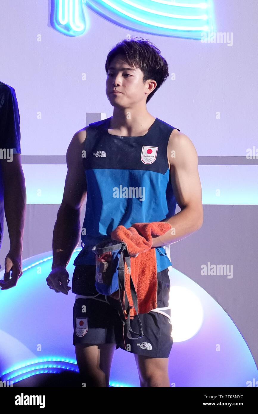 Shaoxing, China. 3rd Oct, 2023. Ryo Omasa (JPN) Sports Climbing : Men's Speed Qualification at ...