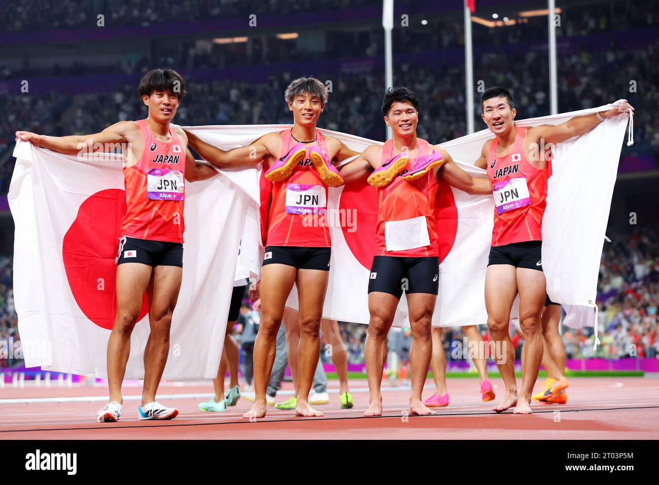 Hangzhou, China. 3rd Oct, 2023. (L-R) Shoto Uno, Koki Ueyama, Yuki Koike, Yoshihide Kiryu (JPN ...