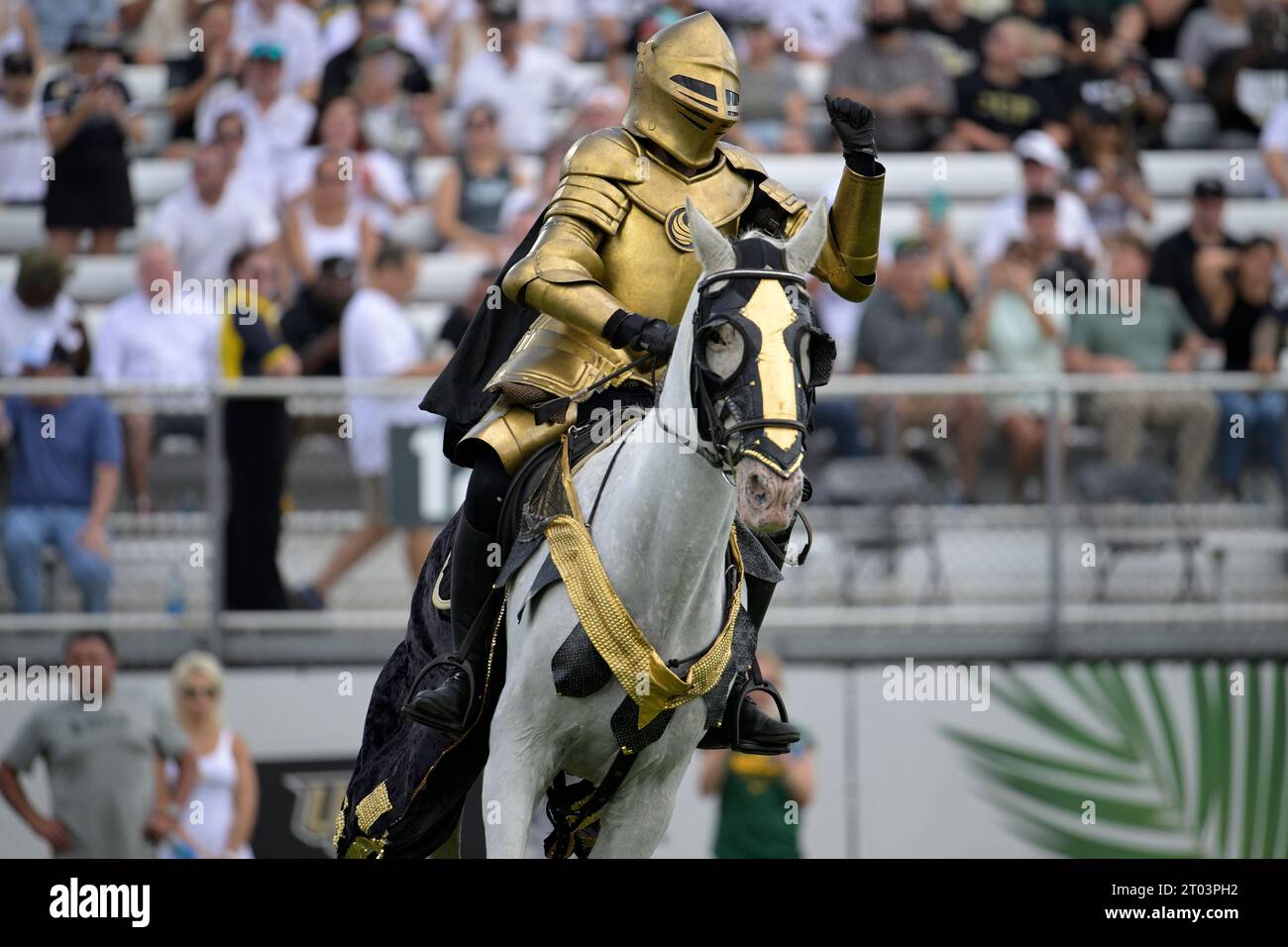 Central Florida mascots Pegasus and the UCF Knight perform on the field ...