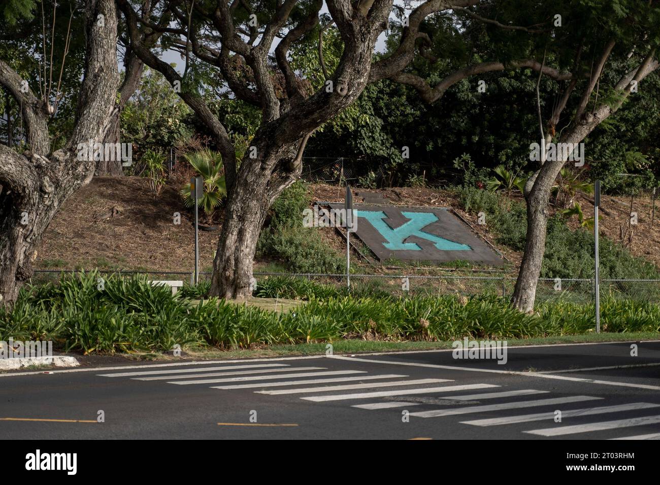 A letter "K" is visible outside of King Kekaulike High School on ...