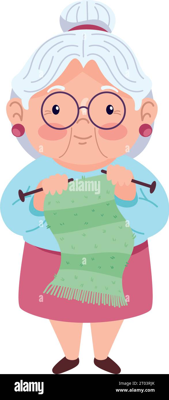 Retired elderly woman knitting Stock Vector Images - Alamy