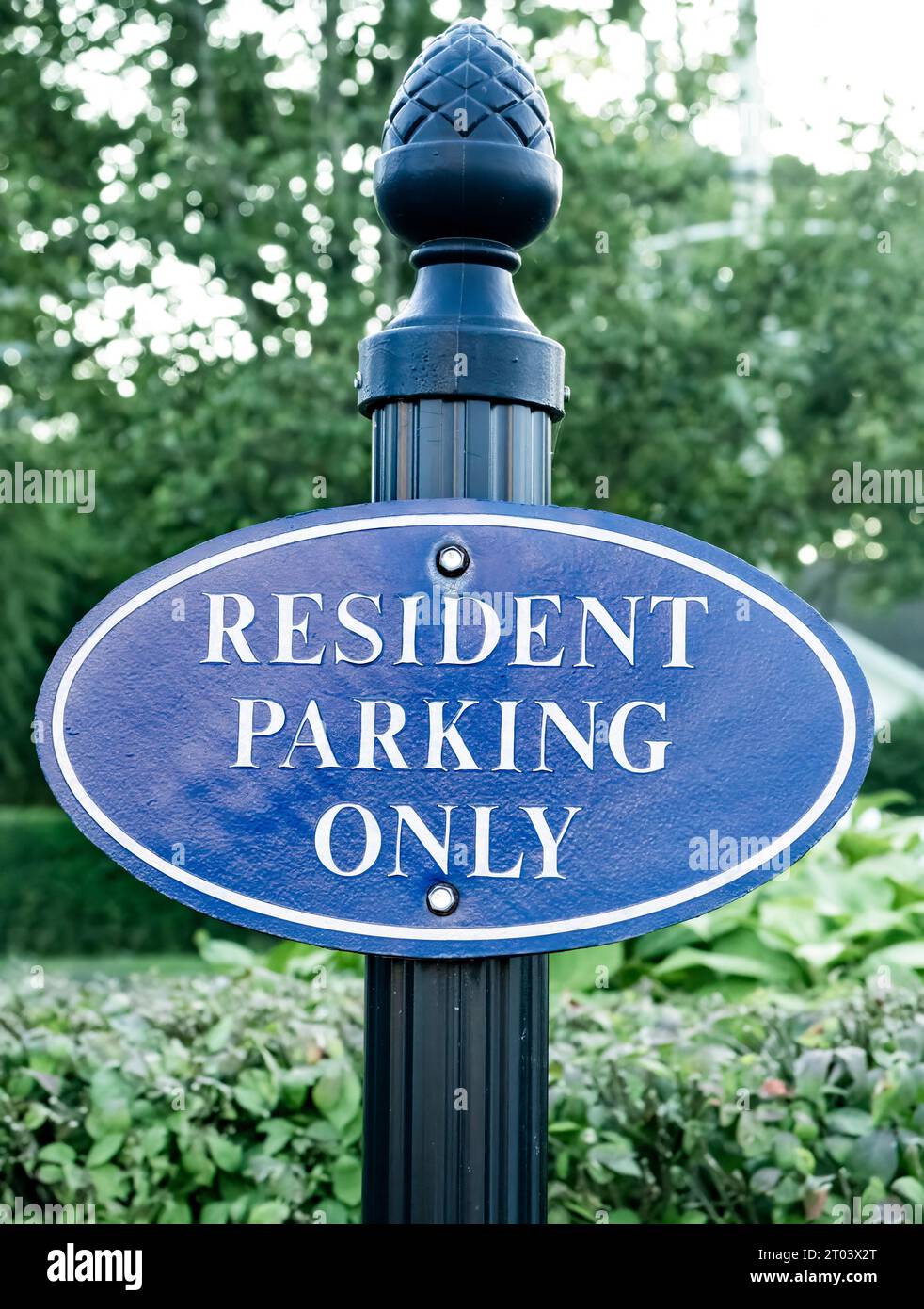 Resident Parking Only sign. Nice blue sign on green post with ...