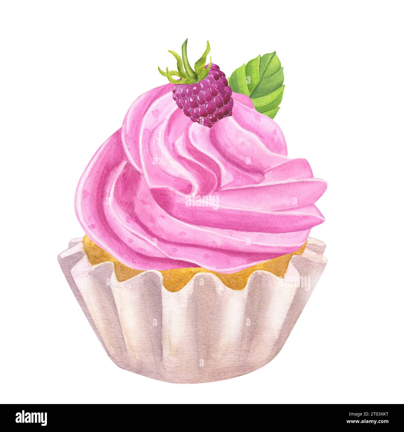 Cupcake muffin pink sweet whipped cream. Raspberry, mint. Food clipart ...