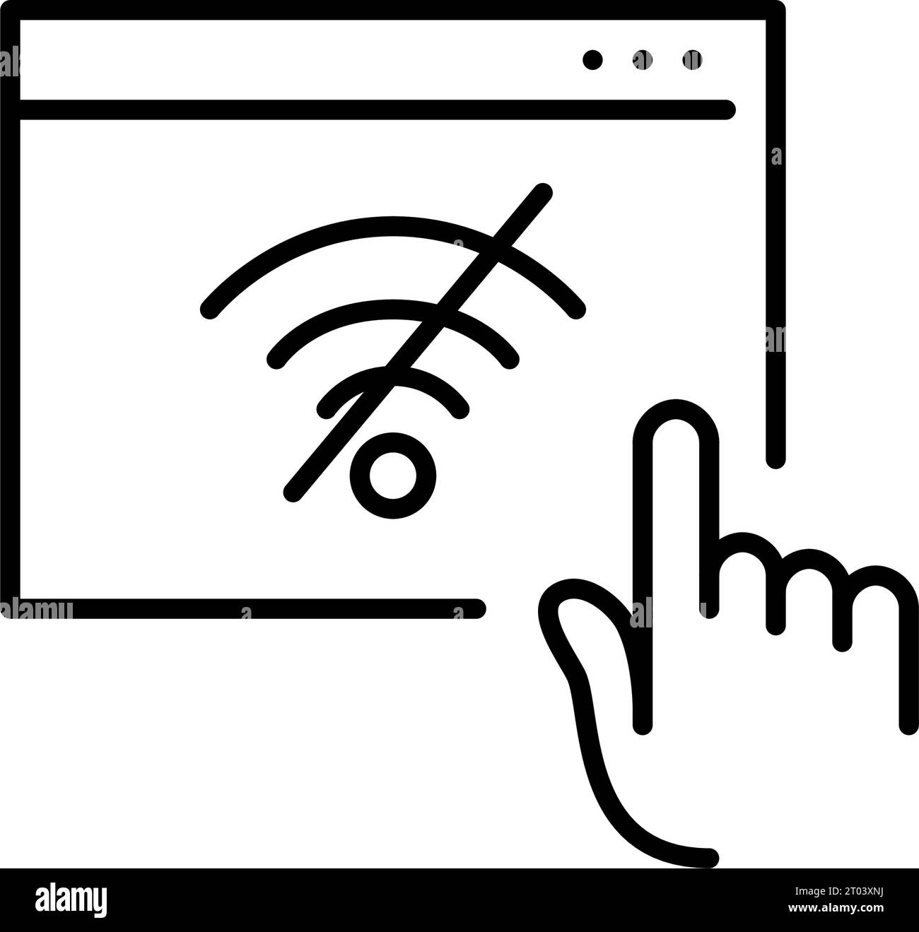 Finger clicking on no wifi symbol in browser. Pixel perfect, editable ...