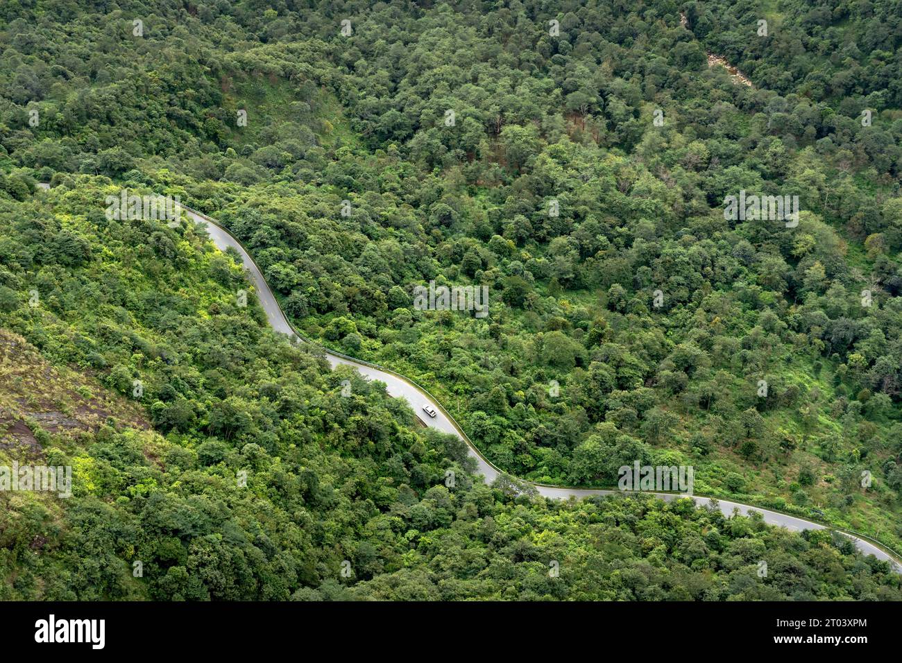 Winding road, top view of beautiful aerial view of asphalt road ...