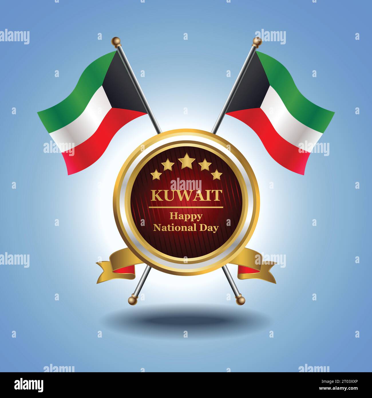 Small National flag of Kuwait on Circle With garadasi blue background ...