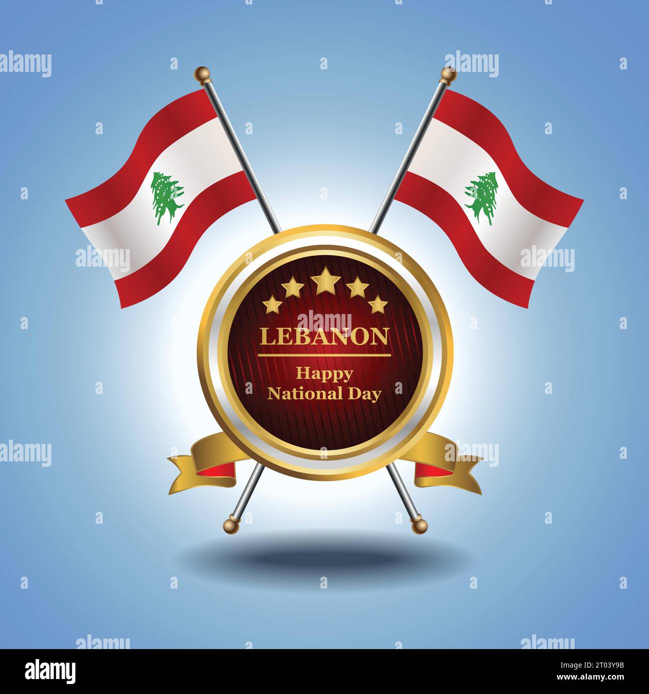 Small National flag of Lebanon on Circle With garadasi blue background ...