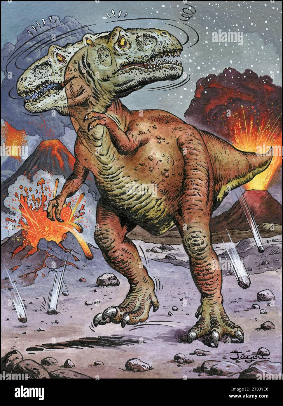 Death of the dinosaurs, conceptual illustration Stock Photo - Alamy