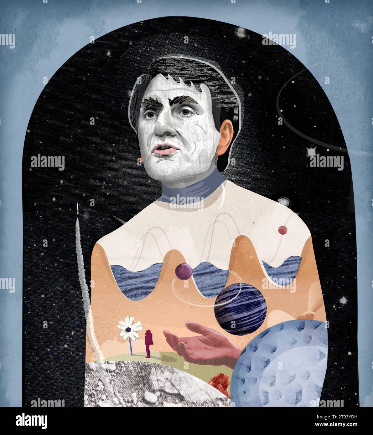 Illustrated portrait of the US astronomer, astrochemist and science ...