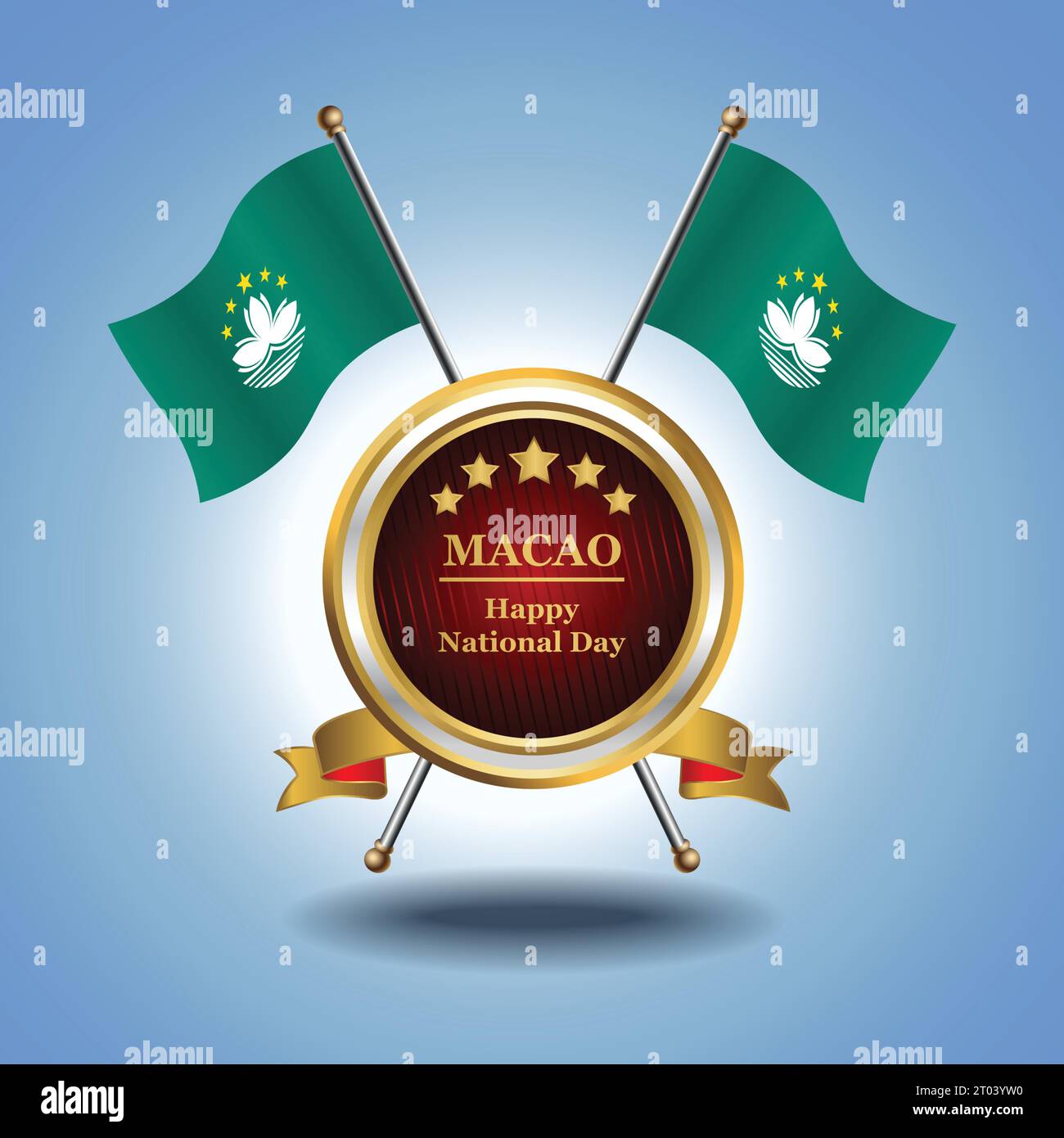 Small National flag of Macao on Circle With garadasi blue background ...