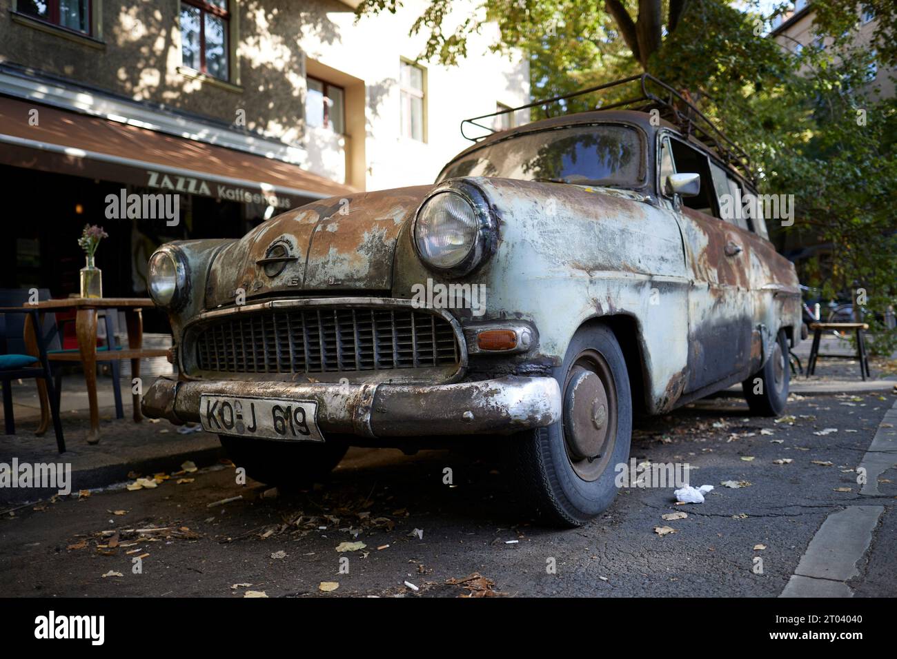 Berlin, Germany. 25th Sep, 2023. A 1956 vintage Opel Olympia is parked ...