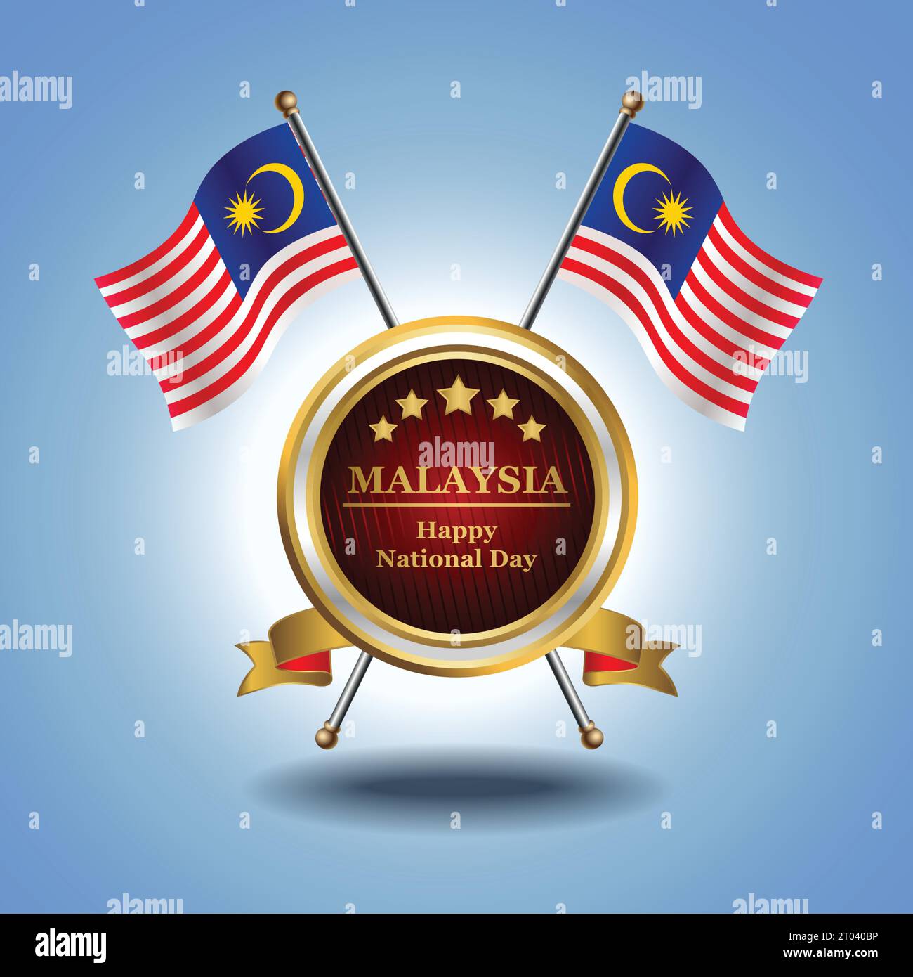Small National flag of Malaysia on Circle With garadasi blue background ...