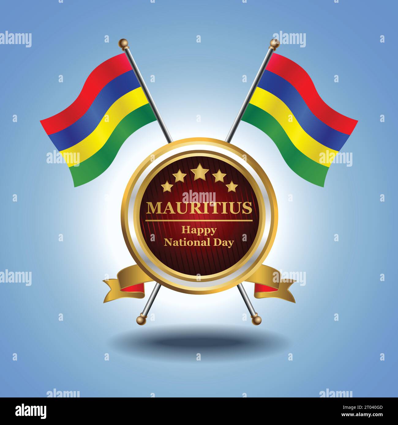Small National flag of Mauritius on Circle With garadasi blue ...