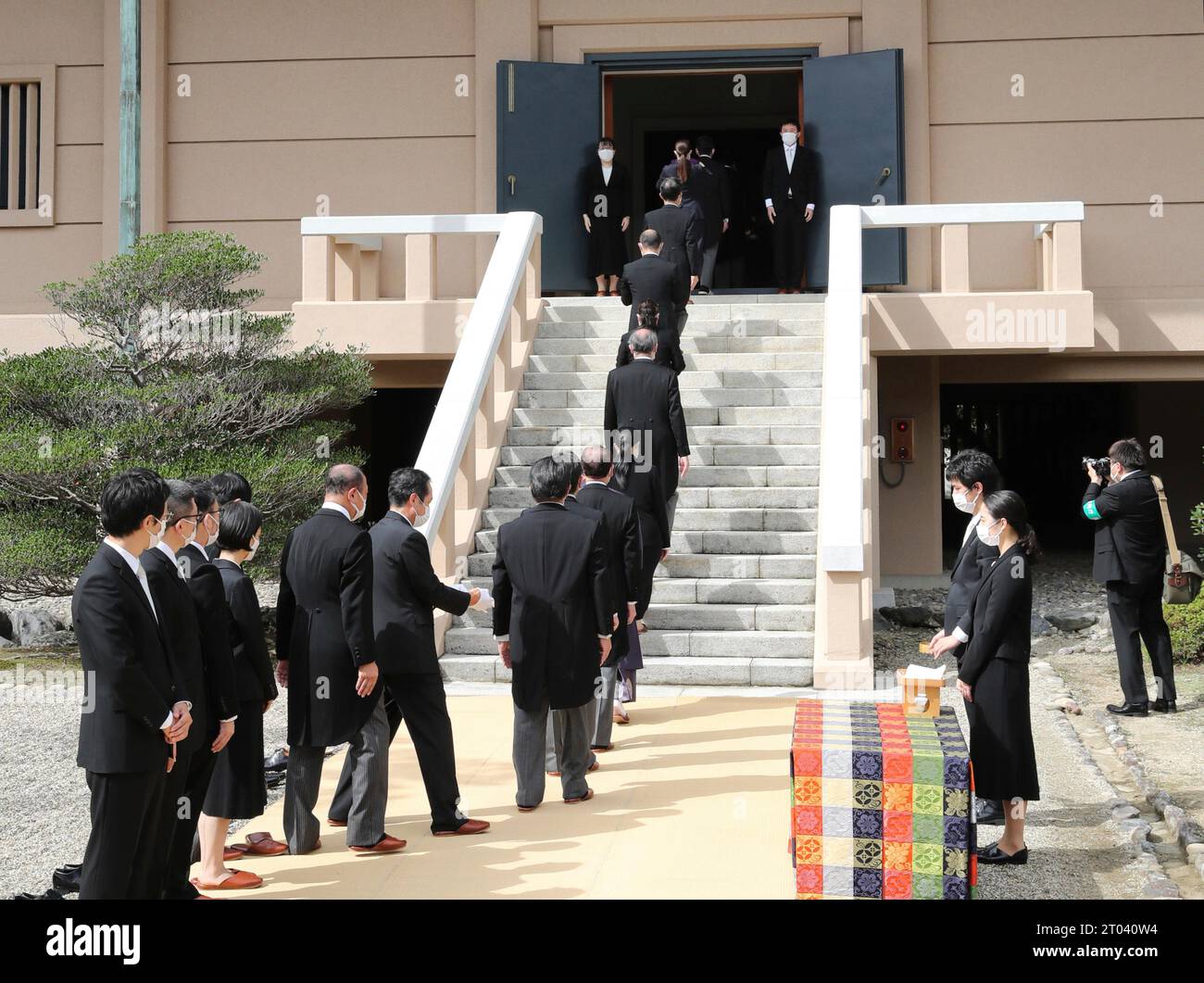 Officials carry out the seal off to open the Shosoin temple treasure ...