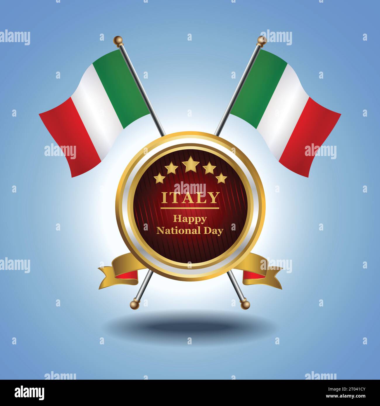 Small National flag of Italy on Circle With garadasi blue background ...