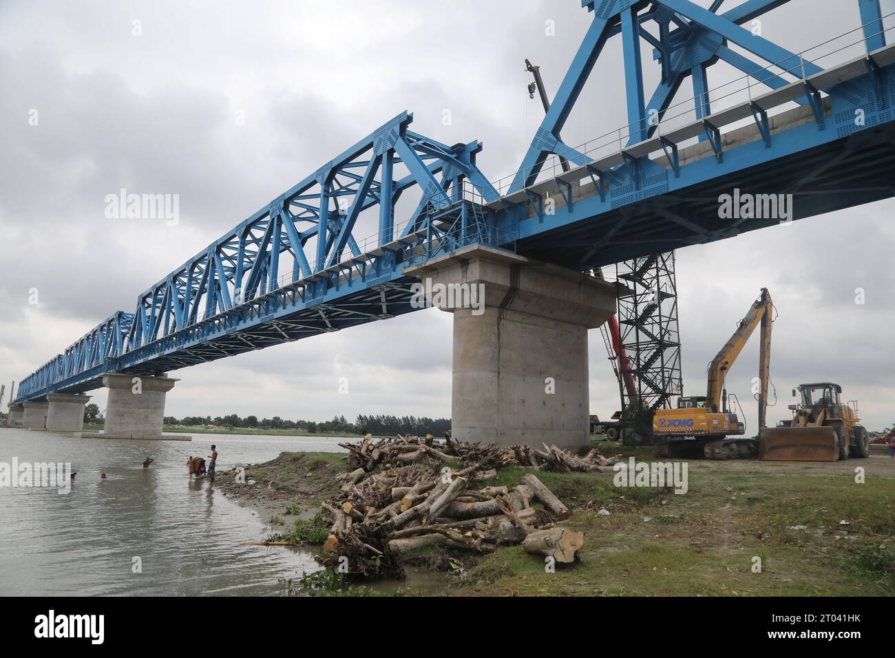 October 3, 2023: The Padma Bridge Rail Link project is seen from the ...