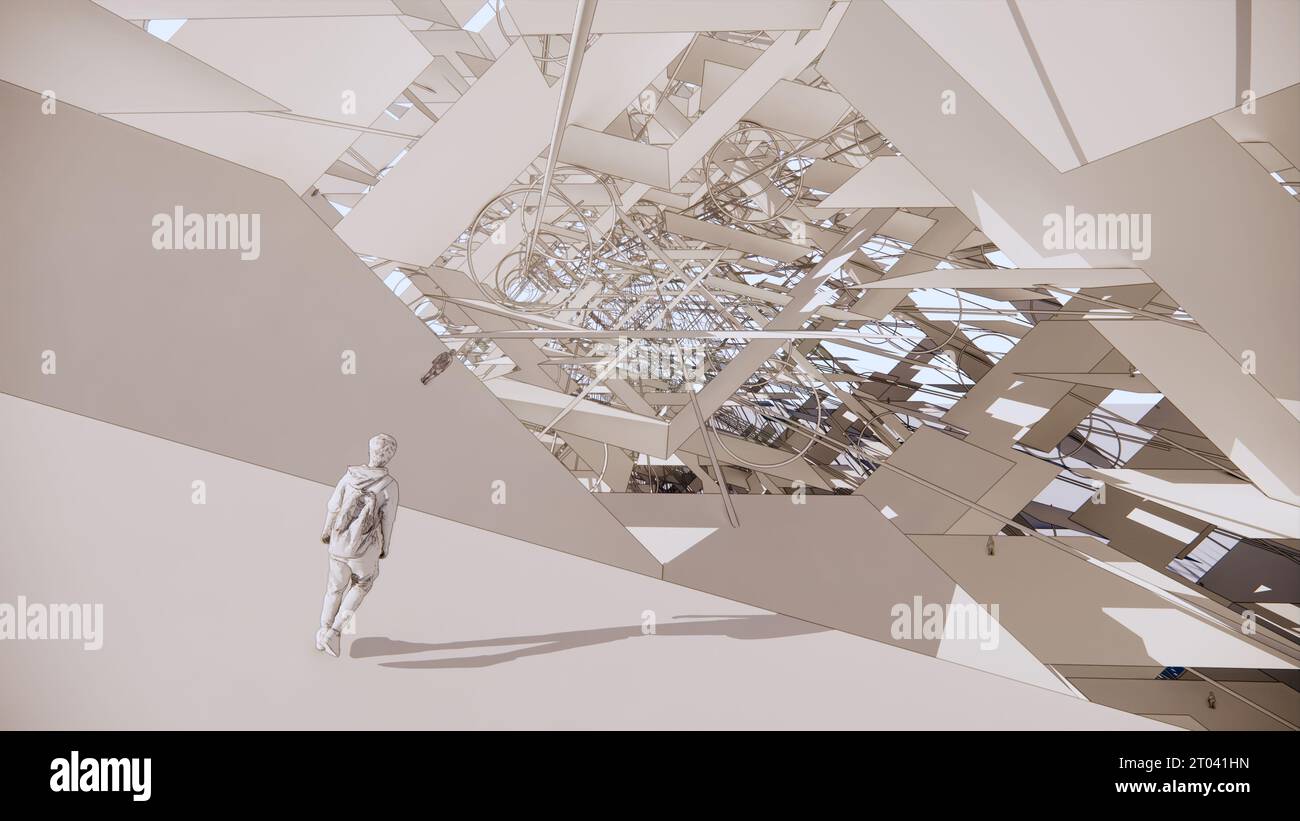 Geometrical Abstract world with monochrome color concept, composition ...