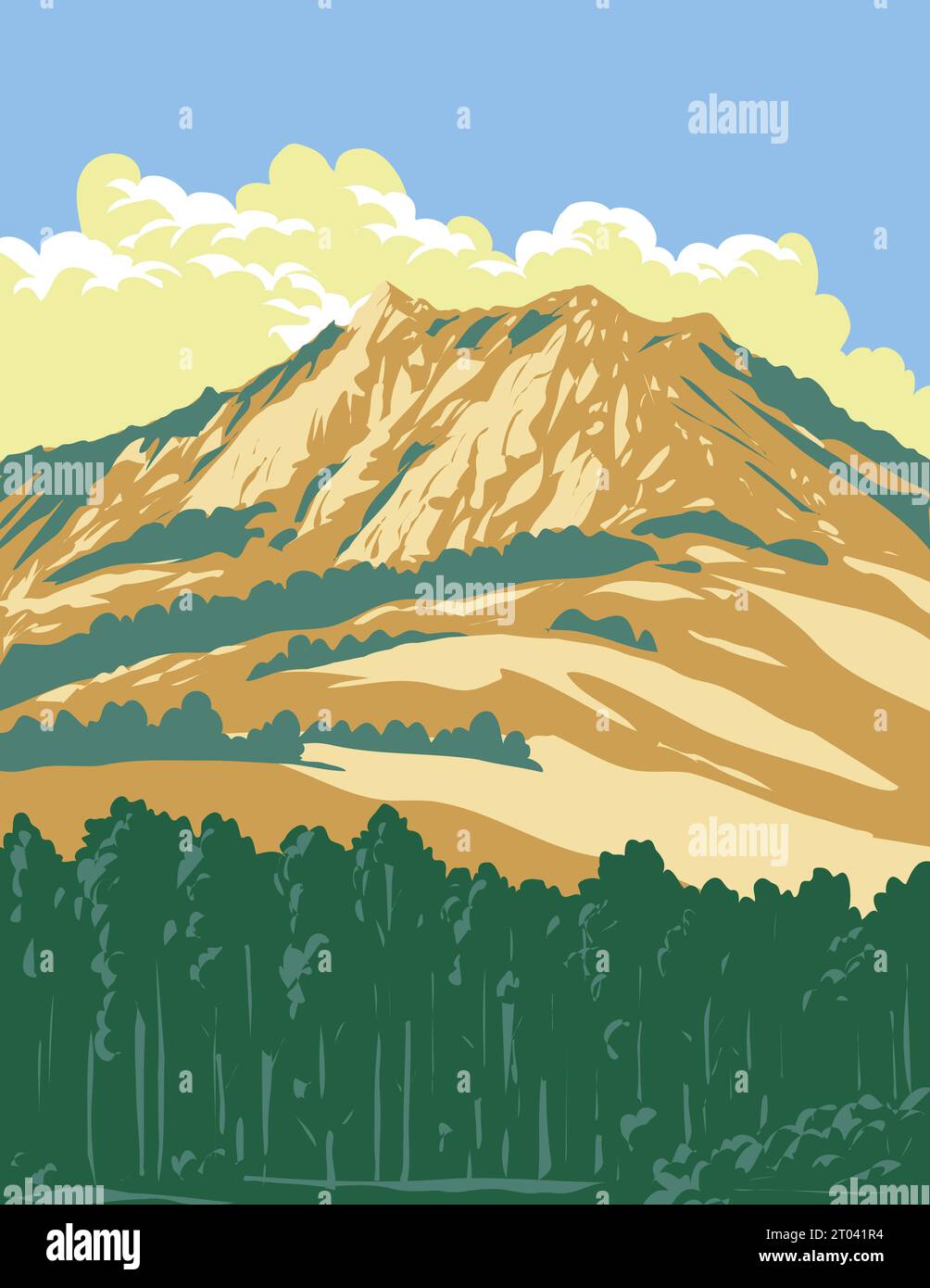 WPA poster art of Bishop Peak, the tallest of the Morros or Nine ...