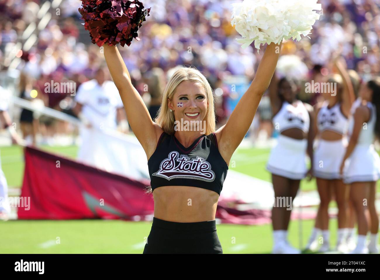 STARKVILLE, MS - SEPTEMBER 16: A Mississippi State Bulldogs cheerleader ...