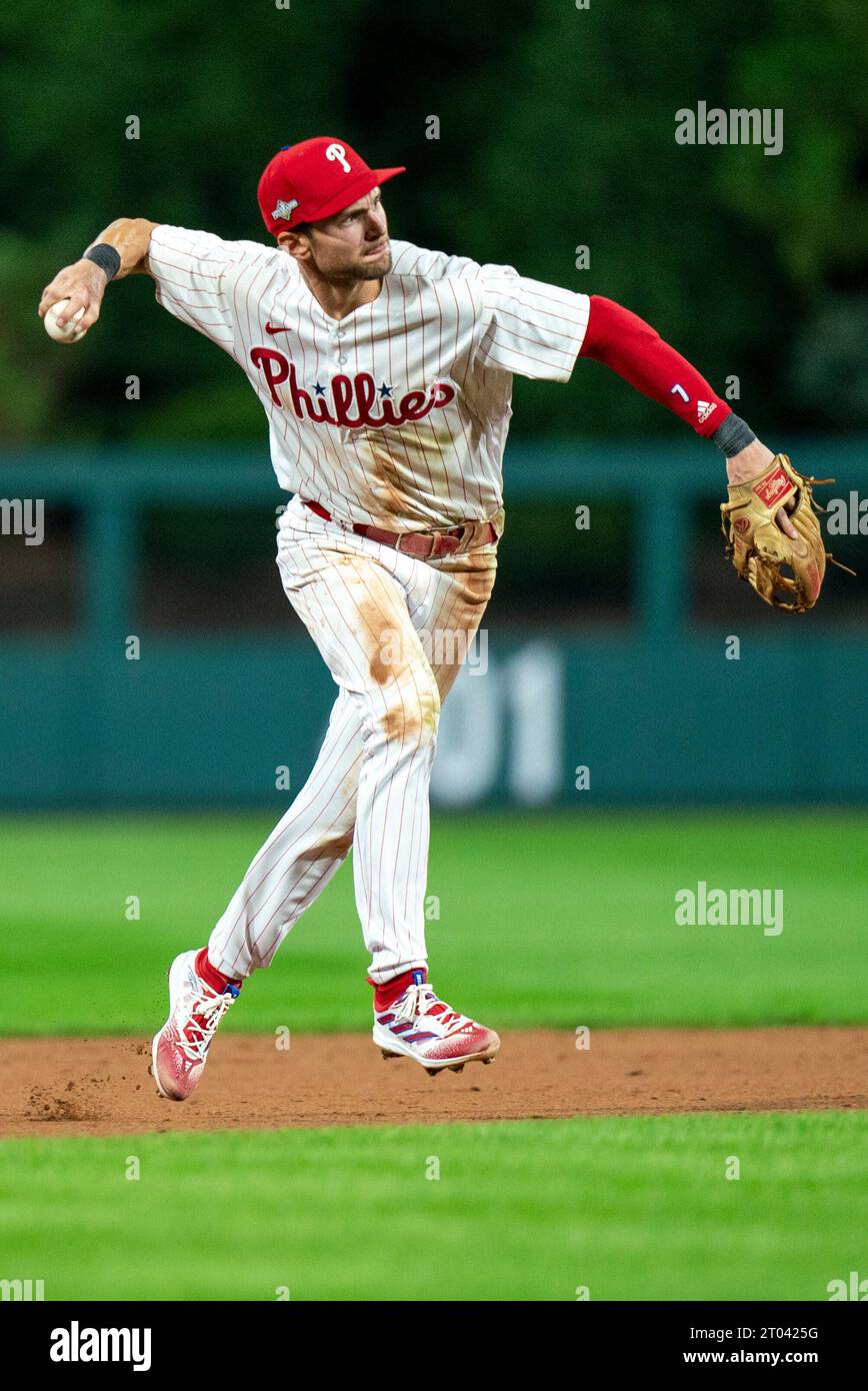 Philadelphia Phillies shortstop Trea Turner in actions during the Game ...