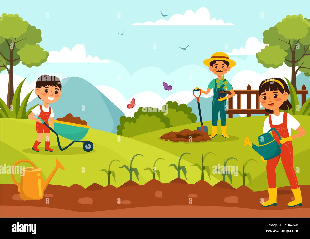 Growing Vegetables Vector Illustration with Harvest, Farming Various ...