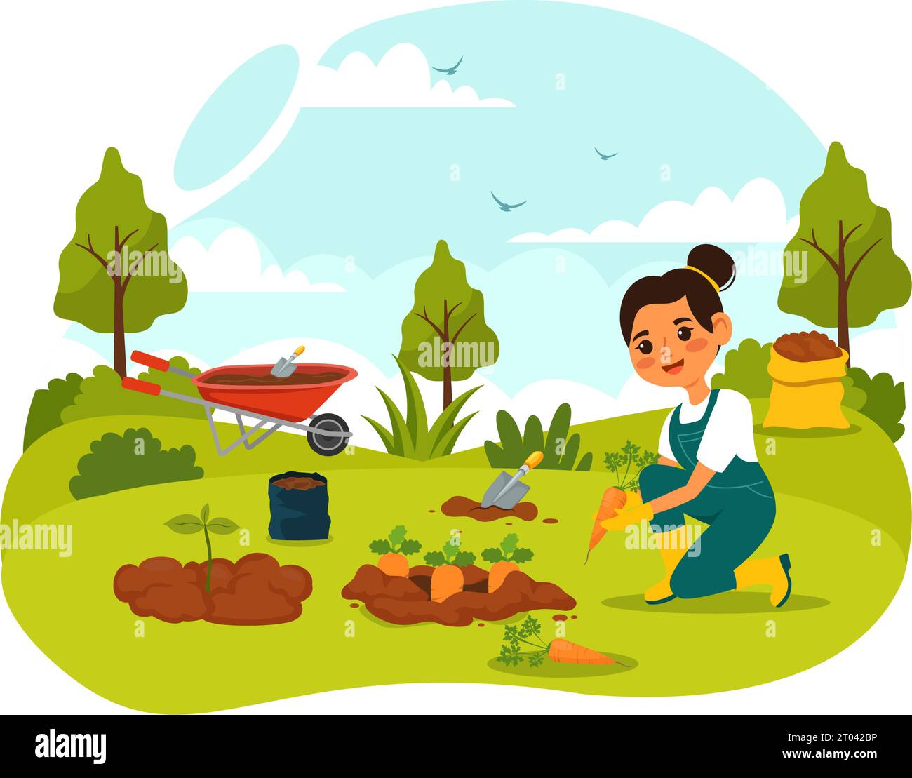 Growing Vegetables Vector Illustration with Harvest, Farming Various ...