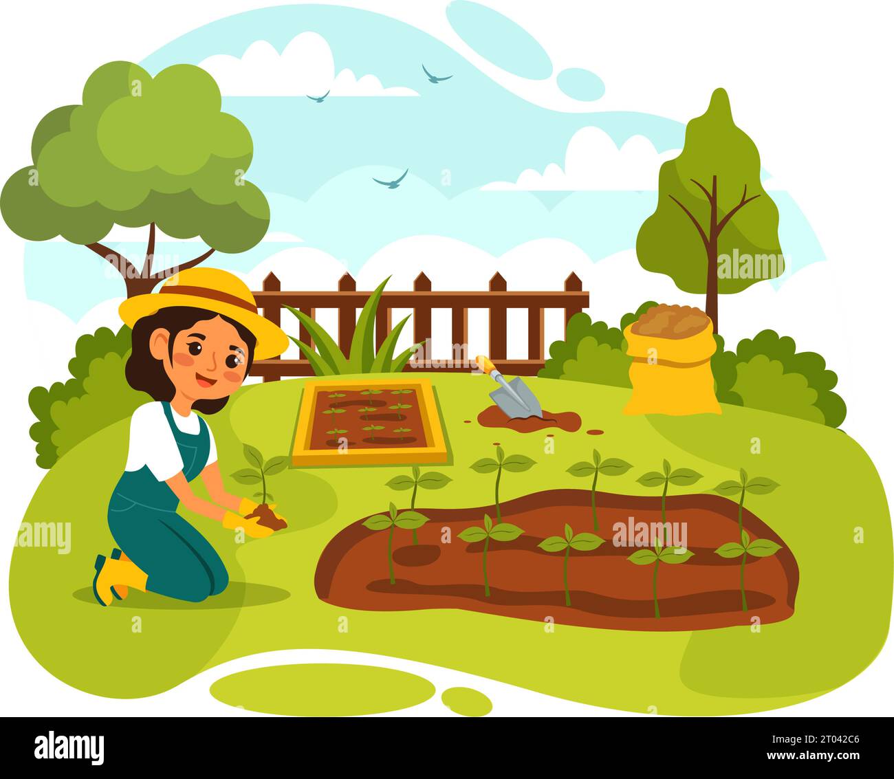 Growing Vegetables Vector Illustration with Harvest, Farming Various ...