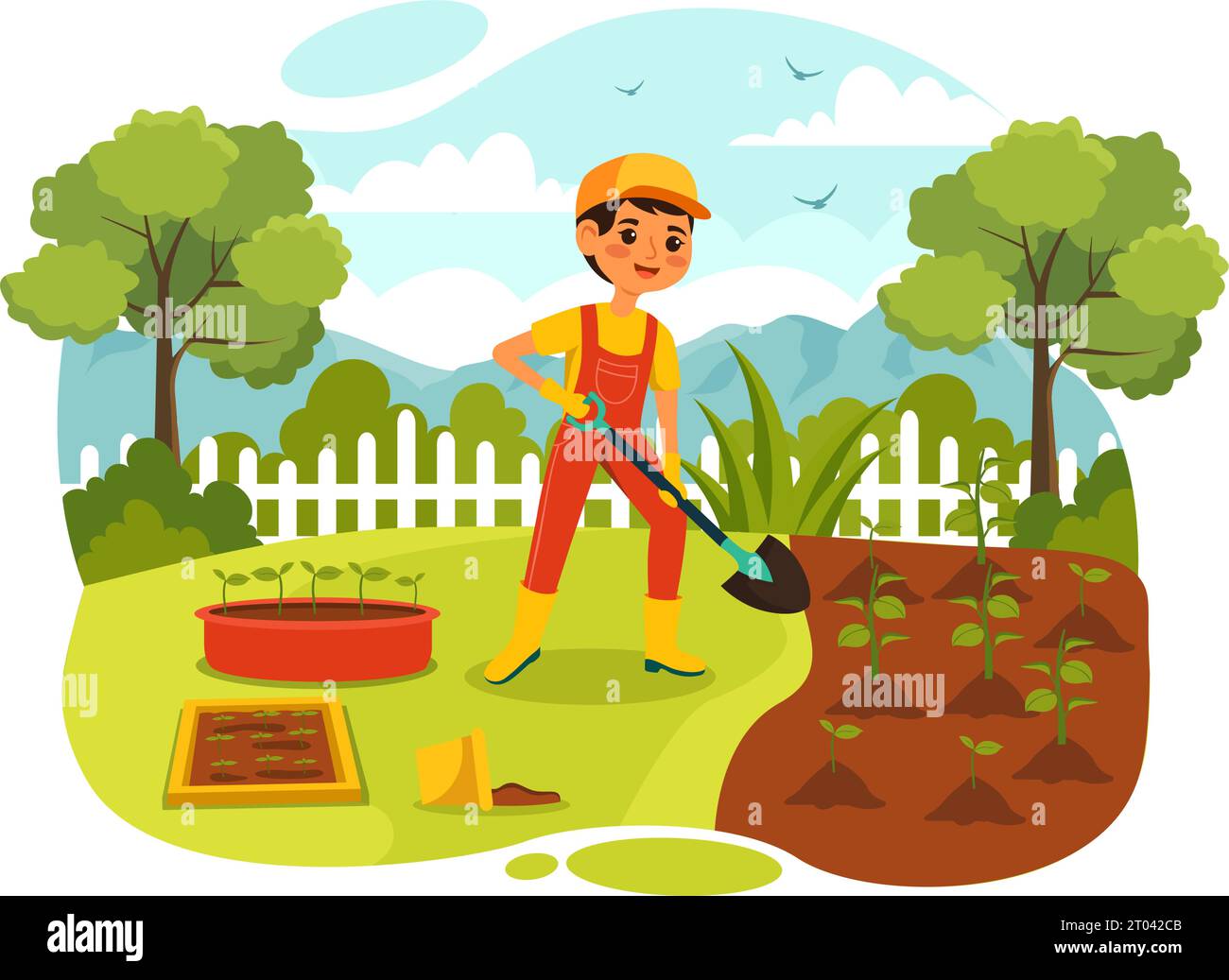 Growing Vegetables Vector Illustration with Harvest, Farming Various ...