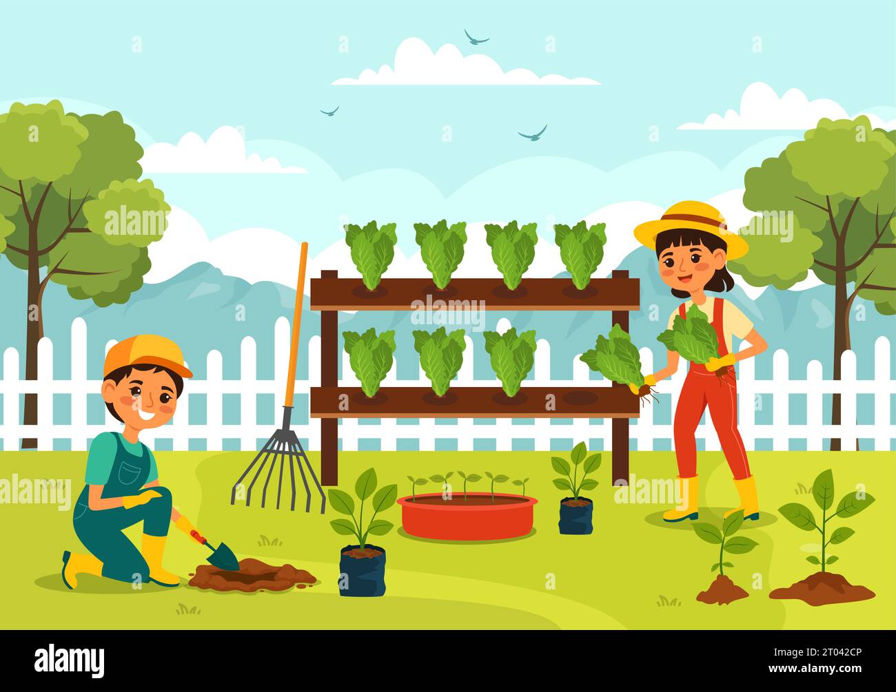 Growing Vegetables Vector Illustration with Harvest, Farming Various ...