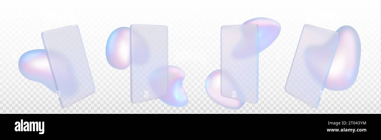 3d holographic glass morphism abstract liquid bubble shape. Futuristic ...